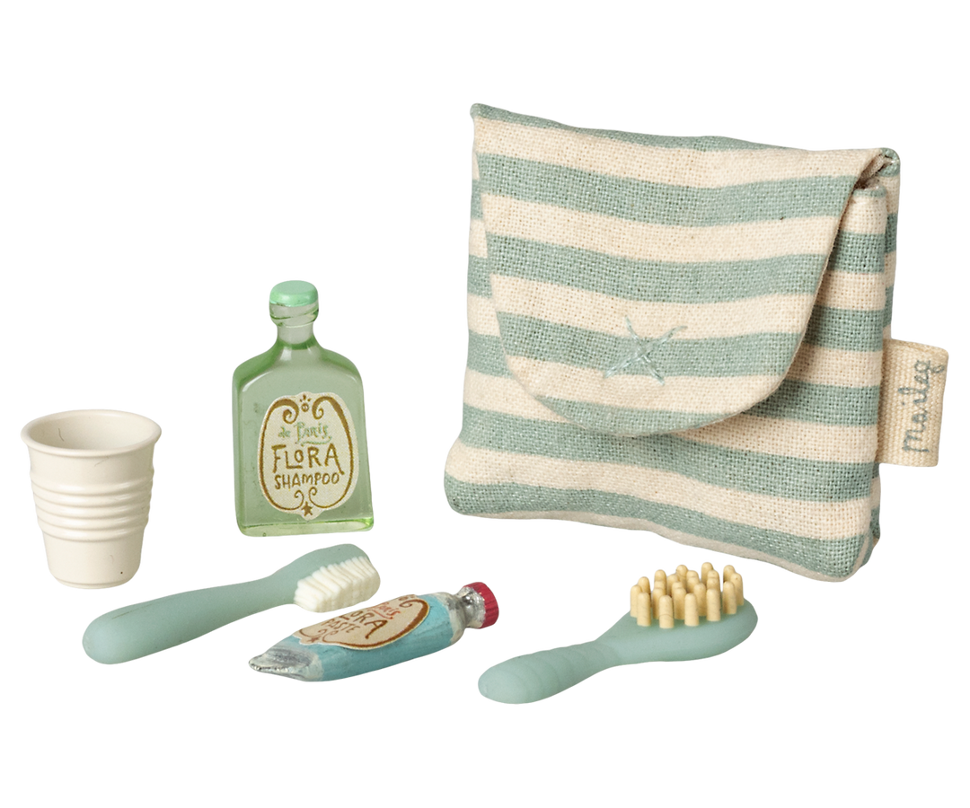 PRE ORDER | Maileg Toothbrush set in bag, Mouse - Blue stripe ...