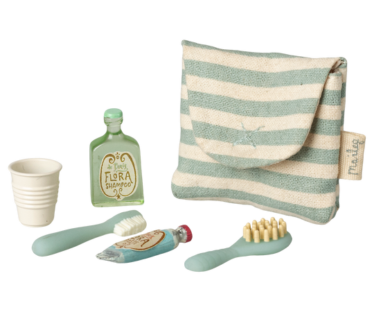 PRE ORDER | Maileg Toothbrush set in bag, Mouse - Blue stripe ...